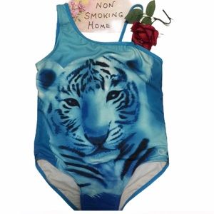 OP | Swim | Op Piece Swimsuit Aqua Tiger Lg 112 | Poshmark